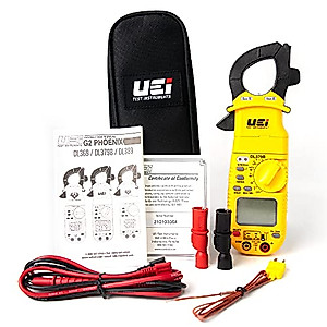UEi DL379B Digital Clamp Meter Auto Ranging, HVAC Current Voltage Tester w/ Magnetic Mount, Measures AC Amps AC/DC Volts Temperature Capacitance Frequency Diodes Duty Cycle Continuity Resistance NCV