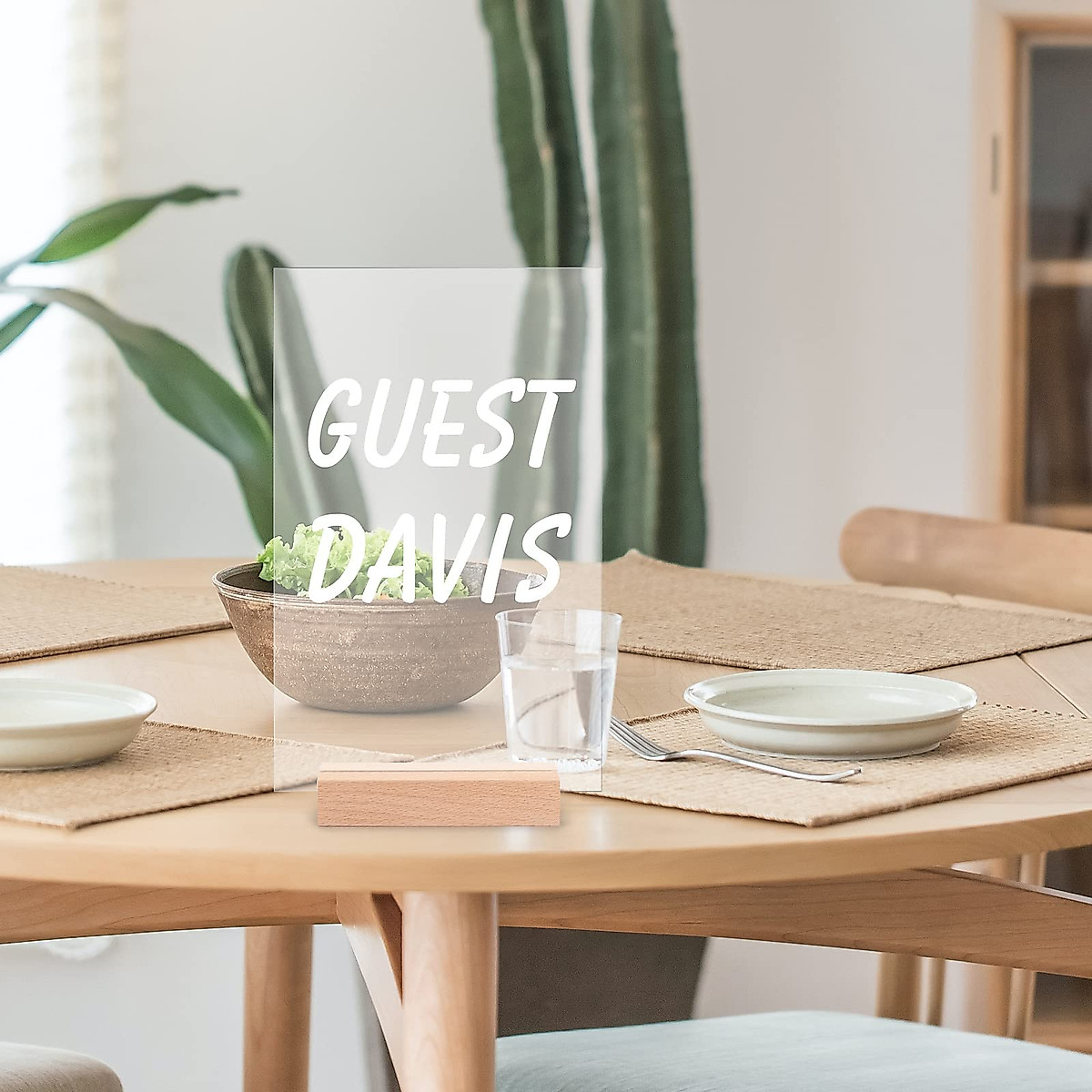 FACATH 12 Pieces Wood Place Card Holders, Wooden Postcard Holder, Signs Table Number Stands Rustic Acrylic Sign Stand for Wedding Party Menu Table Dinner Home Party Events Decoration