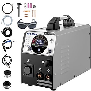 VEVOR MIG TIG MMA Welder 200A Welding Machine 6 in 1 Combo Aluminum Welding Machine 110/220V Portable Flux Core Welder Automatic Wire Feeding Wire Dia. 0.68-1.0 MM w/1 KG Welding Wire Stick Welder