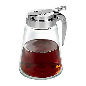 Glass Bottle Syrup Pitcher Honey Maple Syrup Dispenser Retracting Spout 12 oz