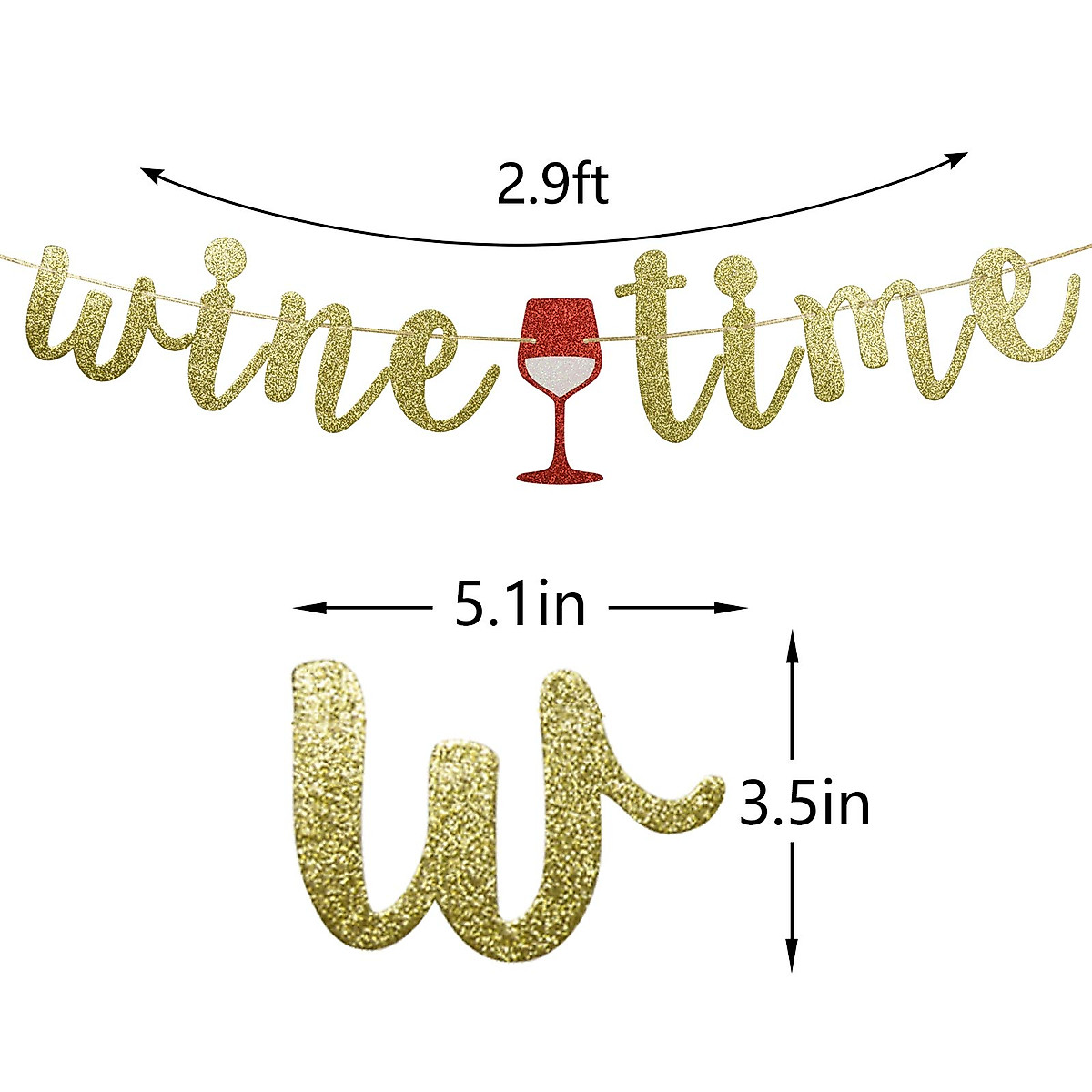 Glitter Wine Time Banner,Wine Tasting Party,Whisky and Wine Themed Birthday Party Decor