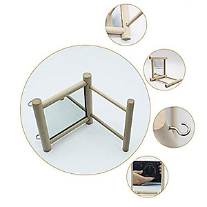 Bluelans Funny Wooden Bird Toy Mirror Stand Platform Toys for Parrots Cockatiel Vogel Xmas Gifts
