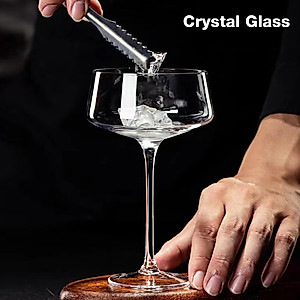 Hlukana Hand Blown Martini Glasses Set of 4, 8 oz Coupe Glass, Premium Crystal Cocktail Glassess, Champagne Glass, Handblown Drinkware Set, Perfect for Bar, Cocktails, Martinis, Margaritas, Parties