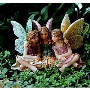 PRETMANNS Fairies for Fairy Garden - Garden Fairy Figurines - Garden Fairies for a Miniature Fairy Garden - Adorable Sitting Fairy Garden Fairies - 1 Piece Sister Fairies