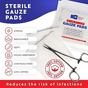 100pc Large Sterile Gauze Pads 4x4 Sterile for Wounds Bulk - 12ply Woven Gauze Sponges 4x4 Sterile - USP IV Breathable Mesh 4x4 Gauze Pads Sterile for Enhanced Absorption - First Aid Medical