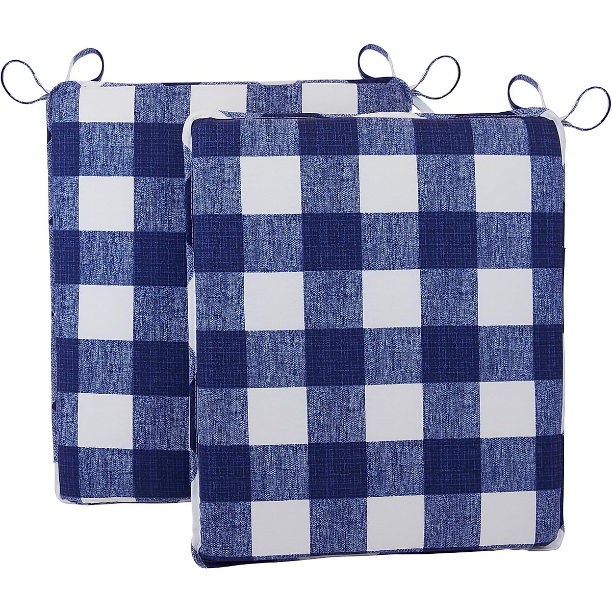 Klear Vu Porch Rocking Chair Cushions Set, Suitable for Living Room Rockers, Stylish Seat and Back Pads Includes Fabric Ties, 20" X 17" X 2, Jurby Blue