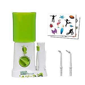 Waterpik Water Flosser for Kids, Countertop Water Flosser for Children and Braces, WP-260, Green