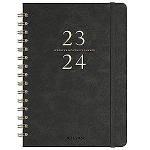 Planner 2023-2024 - Weekly & Monthly 2023-2024 Planner with 12 Monthly Tabs, July 2023 - June 2024, 6.3" x 8.4", Flexible Hardcover, Thick Paper, Inner Pocket - Grey