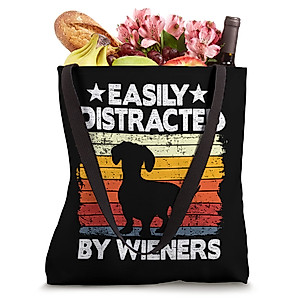 Easily Distracted By Wieners Doxie Dog Vintage Dachshund Tote Bag