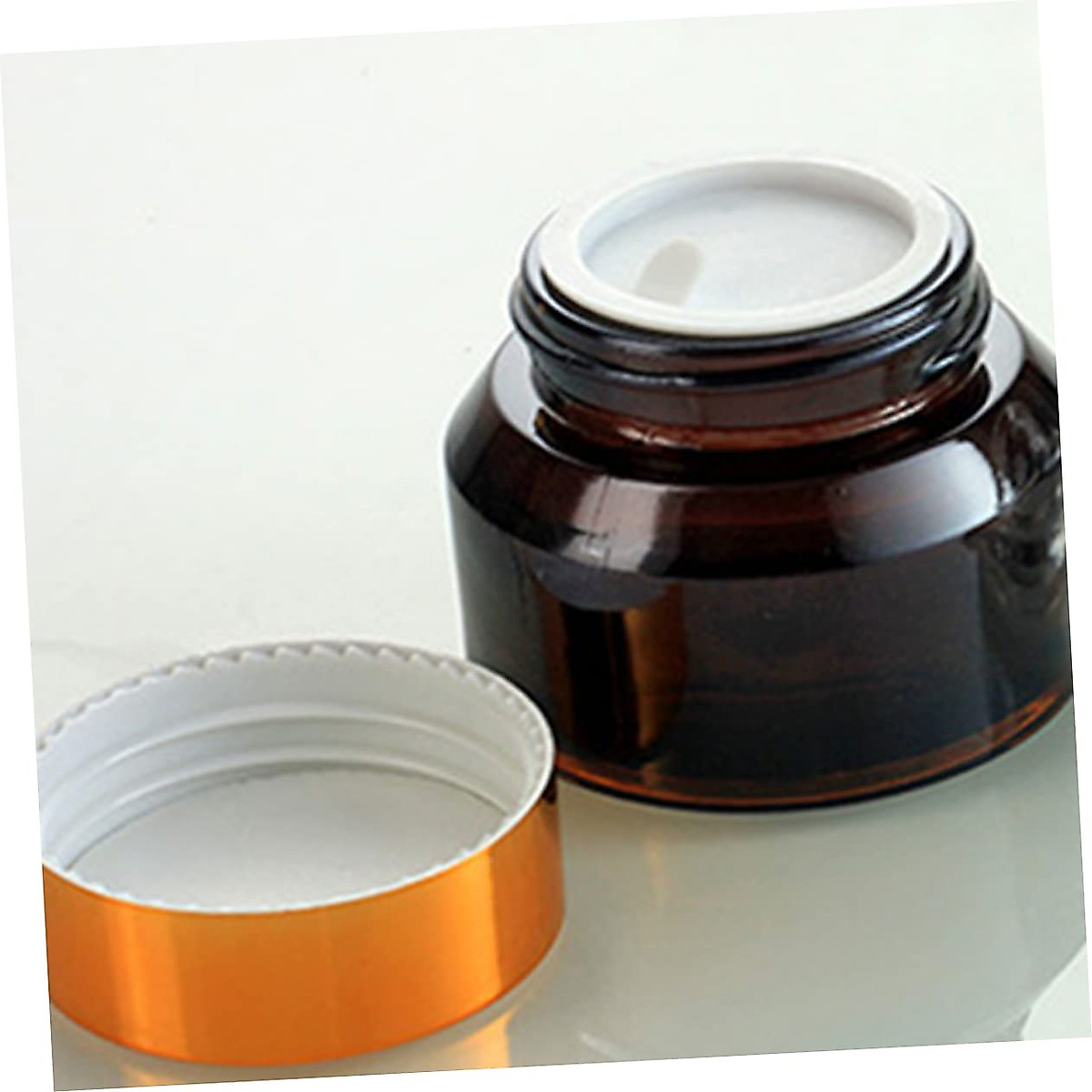 Lurrose 6pcs Travel Mini Jars Samples Face Brown Ml Facial Glass Leak-proof Up Balms Lids Refillable Jar for Cream Containers Clear Creams Makeup Round Eye Small Jewelry Lip Size