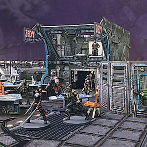 Battle Systems Core Space Shootout at Zed’s Expansion Set - Miniatures - Board Game - Event Cards - Modular 3D Terrain - Wargaming BSGCSE001