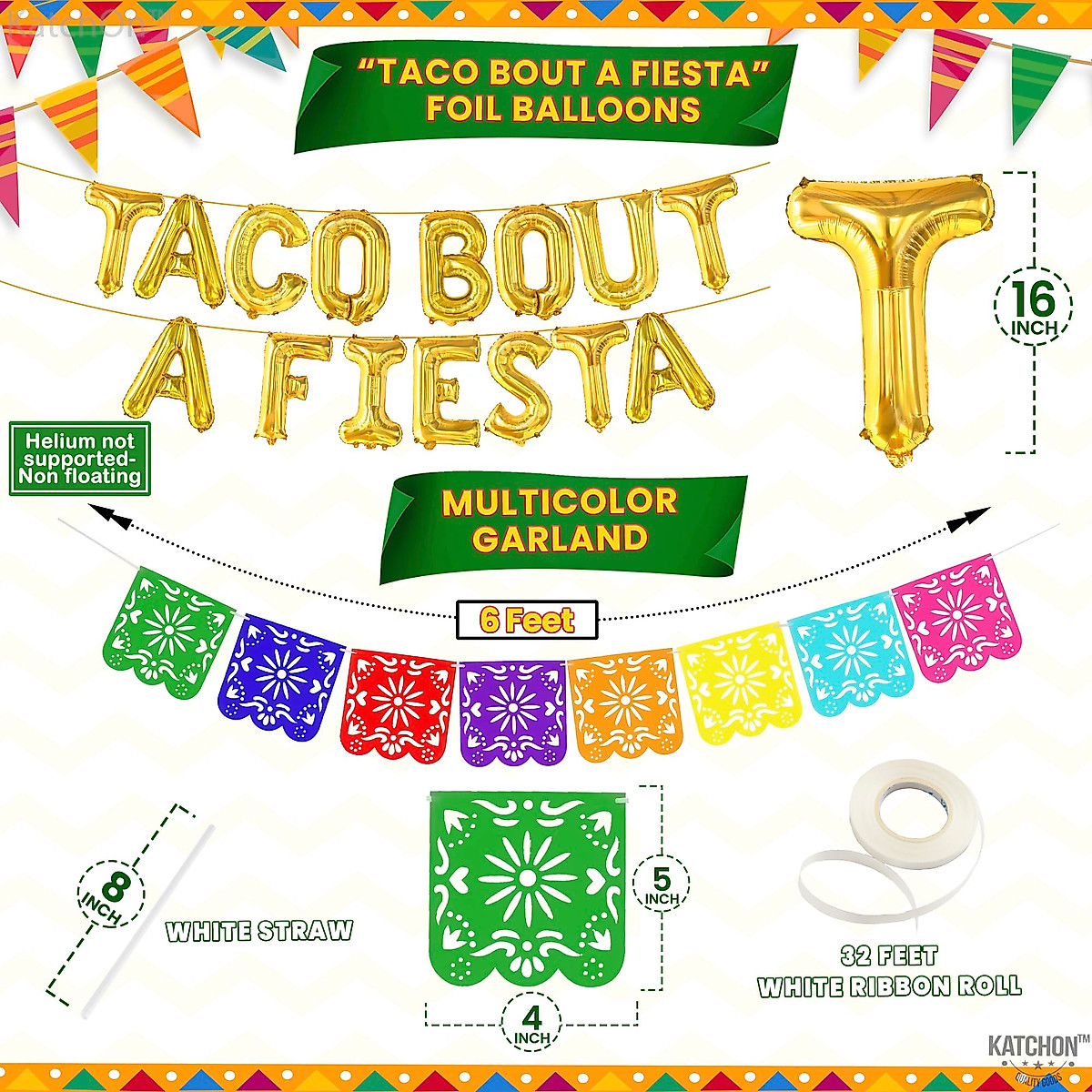KatchOn, 30 PCS Taco Bout A Fiesta Decorations - Mexican Party Decorations | Mexican Banner, Taco Balloons | Fiesta Balloons for Fiesta Party Decorations, Taco Decorations | Taco Party Decorations