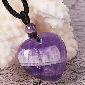 Justinstones Natural African Amethyst 1 Inch Puff Heart Puffed Love 25mm Pendant Necklace Handmade Jewelry 22 Inch