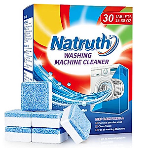NATRUTH Washing Machine Cleaner Descaler 30 Pack,Triple Decontamination Remover with Natural Formula,Deep Cleaning Tablets For HE Front Loader & Top Load Washer