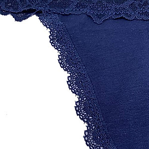 WKFIINM Pack 6 High Waisted Lace Thong for Women Cotton Underwear Plus Size High Rise Retro Tummy Control Thongs Panties