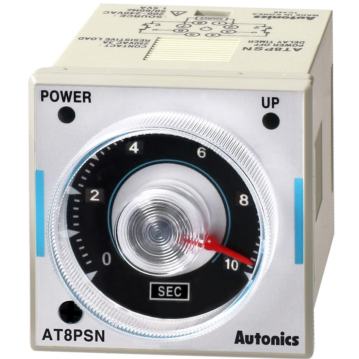 AT8PSN-2, Timer, Analog, True Power Off-Delay, Multi-Range-Seconds, DPDT, 8-Pin, 24 VAC/DC (Socket req'd)