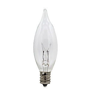 Creative Hobbies® Replacement Light Bulbs for Electric Candle Lamps, Flame Tip Bulbs for Window Candles, Chandeliers - 7 Watt - 120 Volt - E12 Candelabra- Pack of 12