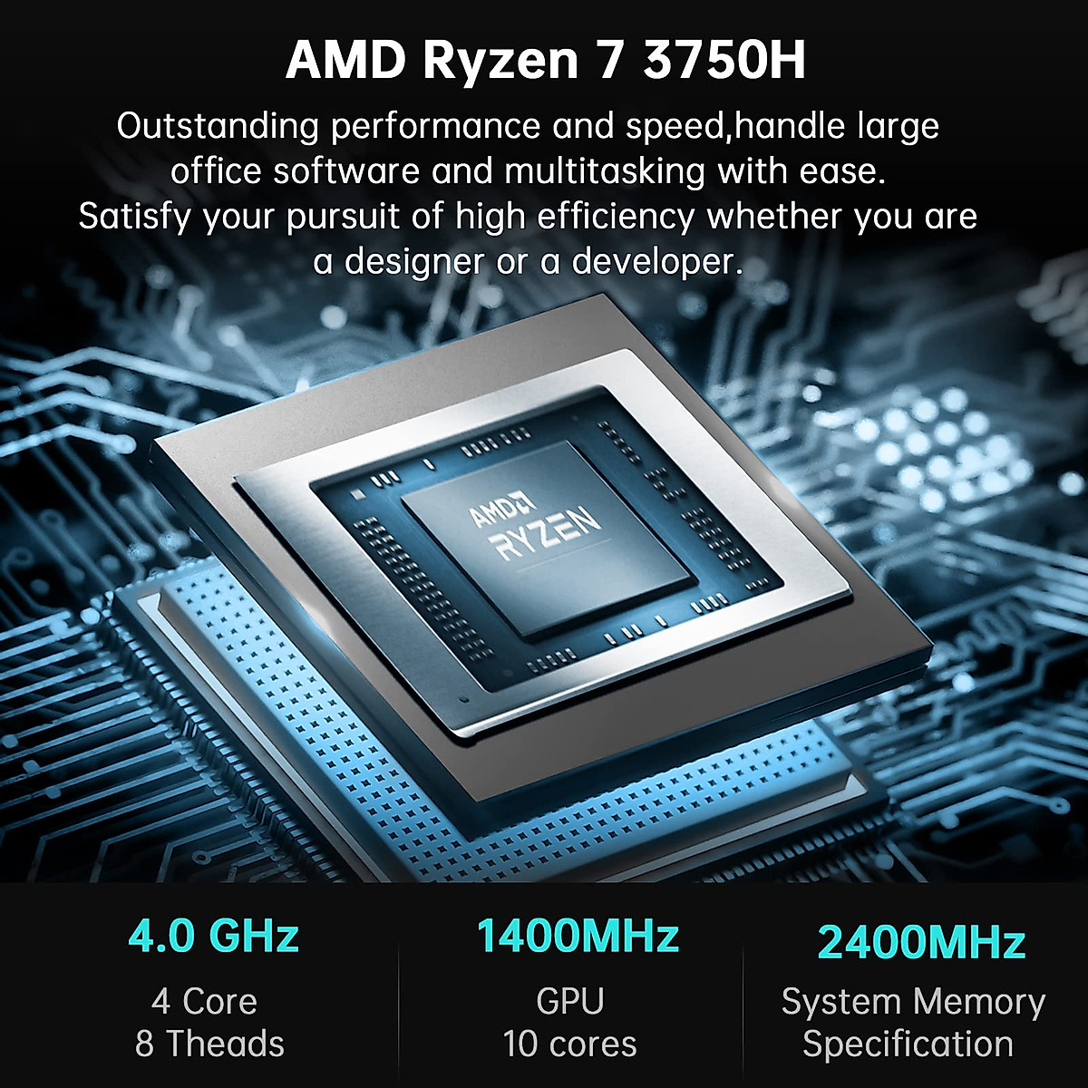 KAMRUI AMD Ryzen 7 3750H Mini PC, Windows 11 Pro 16GB DDR4 RAM 256GB SSD Micro Desktop Computers, DP + HDMI 4K UHD Small Form Factor Computer Gaming Office