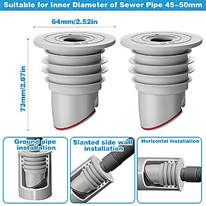 2Pcs Washing Machine Drain Hose Seal, Washer Drain Hose Seal Silicone Drain Cover Washing Machine Hoses Anti-Odor Sewer Pipe Seal Ring Sealing Cover, Adapter for Washing Machine Hoses(45-50mm)