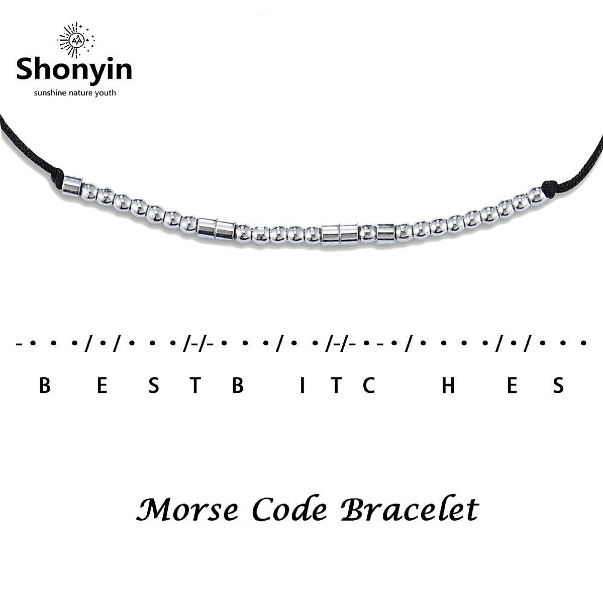 Shonyin Morse Code Bracelet Best Friend Bracelet Set Friendship Galentines Day Jewelry Gift For 2 Sister Teen Women Men