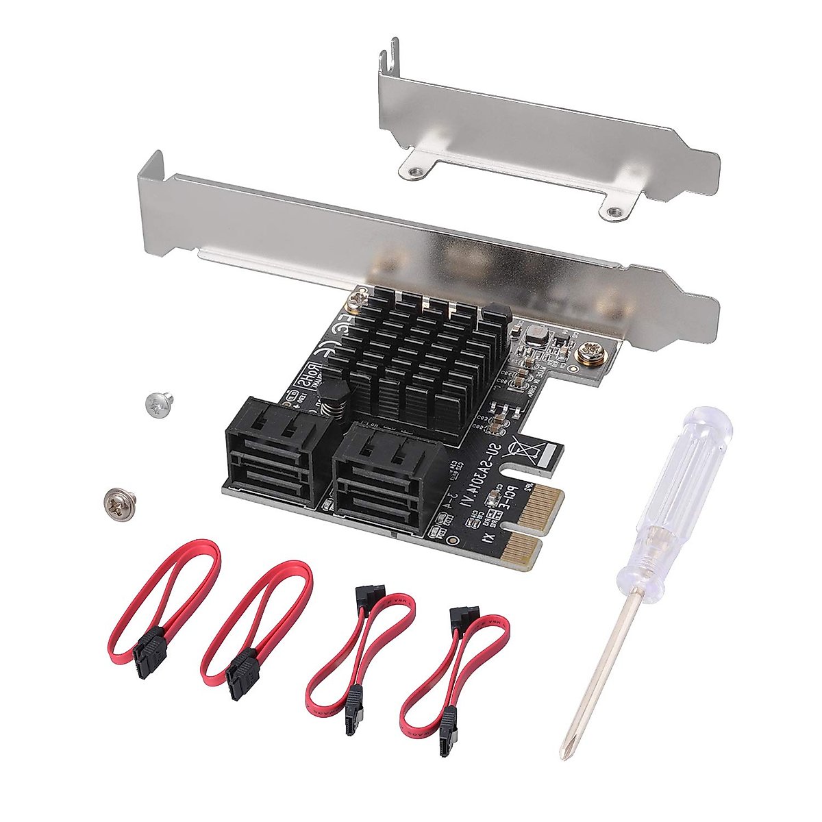 SATA Card 4 Port with 4 SATA Cables, 6 Gbps SATA 3.0 Controller PCI Express Expression Card with Low Profile Bracket Support 4 SATA 3.0 Devices