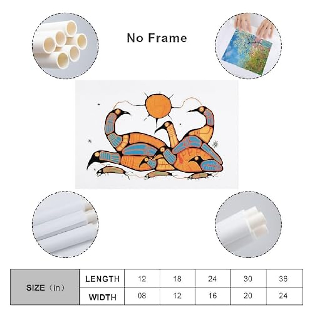 Loon Family by Norval Morrisseau Prints Poster Wall Art Poster Scroll Canvas Painting Picture Living Room Decor Home Framed/Unframed 20x30inch(50x75cm)