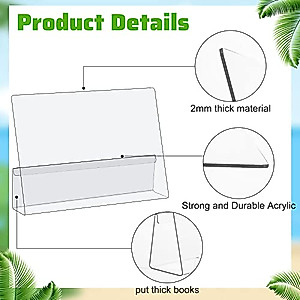 Sintuff 2 Pieces Acrylic Cookbook Holder Stand Clear Cookbook Holder for Kitchen Counter Transparent Recipe Book Stand Easy Viewing Tablet Holder, Fit for Cooking Baking Reading Displaying