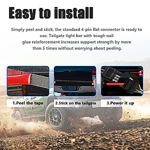 Kewucn Tailgate Light Bar 48" LED, IP65 Triple Row LED Strip with Red Running Brake White Reverse Red Turning Signals Lights, Universal Rear Light Bar for Pickup Trailer SUV RV Van (White&Yellow&Red)