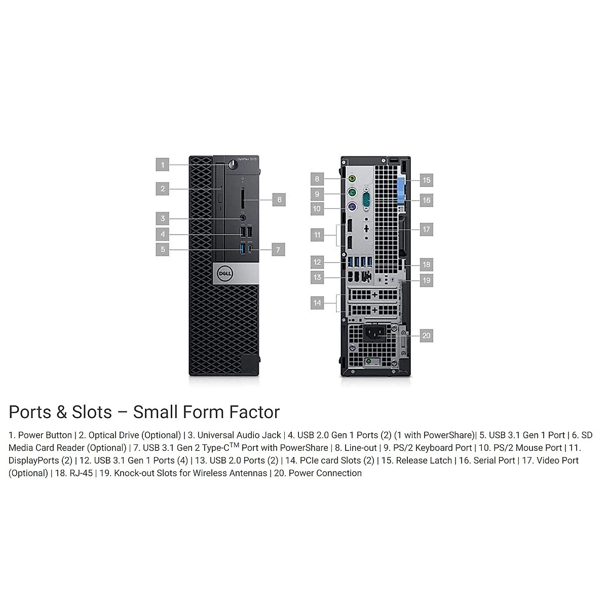 Dell OptiPlex 7070 Desktop Computer - Intel Core i7-9700 - 16GB RAM - 256GB SSD - Small Form Factor