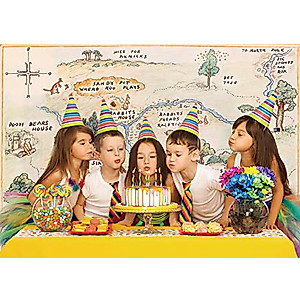 Alltten 6x4FT 100 Acre Woods Bear Backdrop Children Baby Shower Cartoon Photography Background Baby Shower Photo Booth Studio Props Boys Girls Happy Birthday Party Banner Decoration F13 Yellow