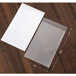 200 pcs Clear 4" x 9" (W:10xL:23CM) Self Seal Cello Cellophane Bags Resealable Poly Bags 2.8 mils for Cookie, Candy, Gift Bakery, Prints, Photos, Cards & Envelopes, Party Decorative