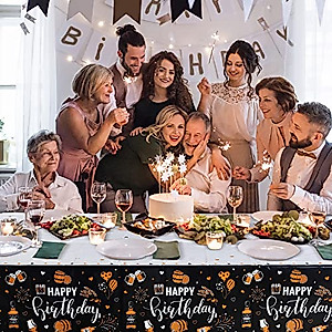 3 Pieces Whiskey Birthday Tablecloth Whiskey Cheer Happy Birthday Table Cover Beer Tablecloth Whiskey Birthday Party Decorations for Men Birthday Beer Theme Parties, 54 x 108 Inches