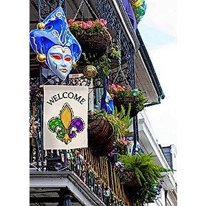 Sambosk Mardi Gras Fleur de Lis Small Garden Flag Vertical Double Sided Burlap Welcome Spring Farmhouse Yard Outdoor Decoration 12 x 18 Inches