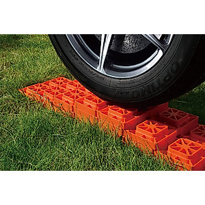 SEAFLO Heavy Duty RV Leveling Blocks Compatible with Single Wheels, Double Wheels, Hydraulic Jacks, Tongue Jacks and More Orange 10 Pack