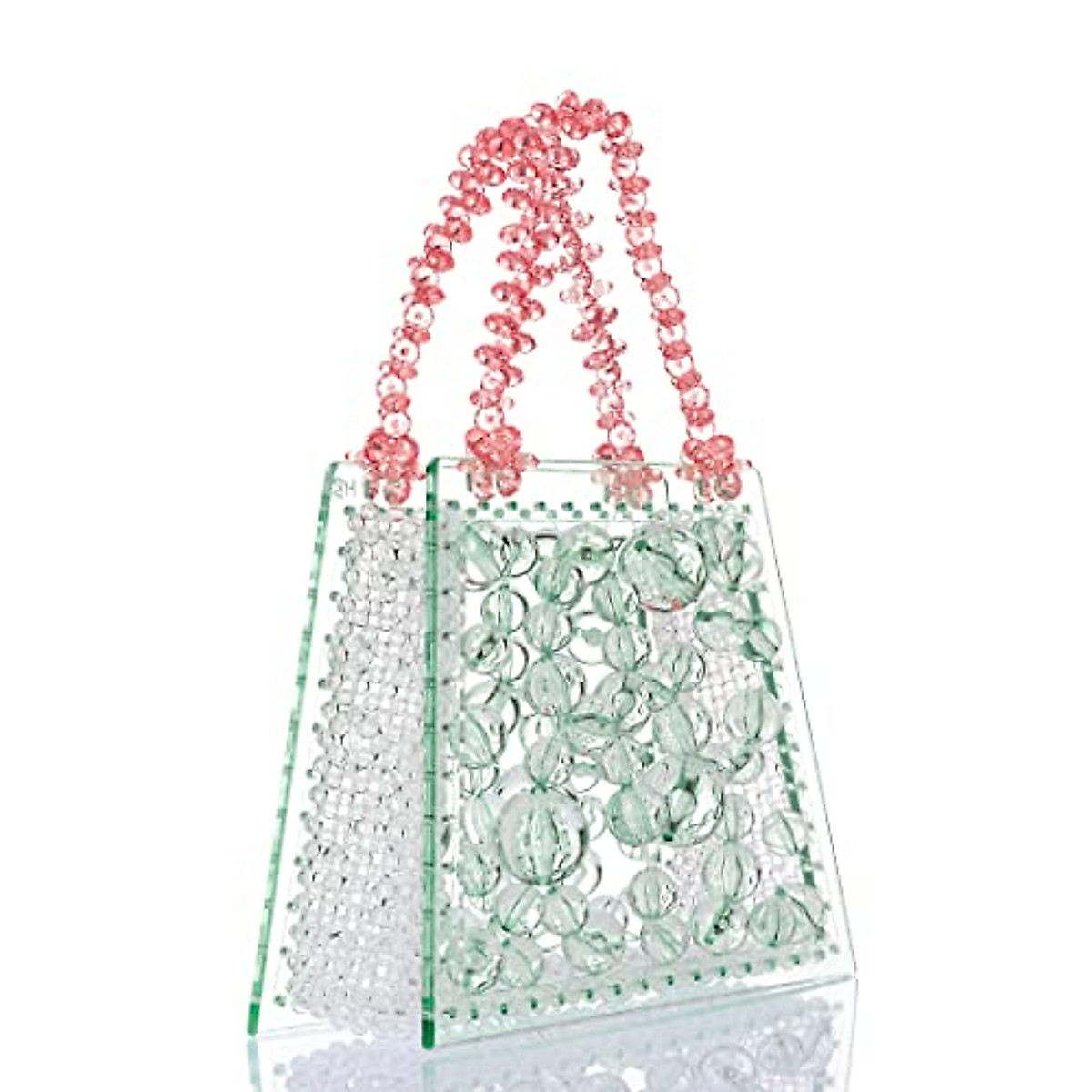 Milanblocks LLC Women Cute Crystal Acrylic Mint Spider Woven Round Beaded Clutch Bag Wedding Purse Bridal Prom Handbag Party Bag