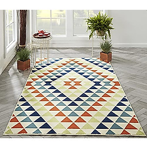 Momeni Rugs , Baja Collection Contemporary Indoor & Outdoor Area Rug, Easy to Clean, UV protected & Fade Resistant, 5'3" x 7'6", Multicolor