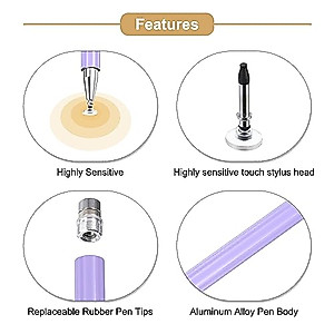 MECCANIXITY Stylus Pens for Touch Screens Magnetic 2 Fine Point Disc Universal Capacitive Pen Sensitivity for All Capacitive Touch Screen, Purple