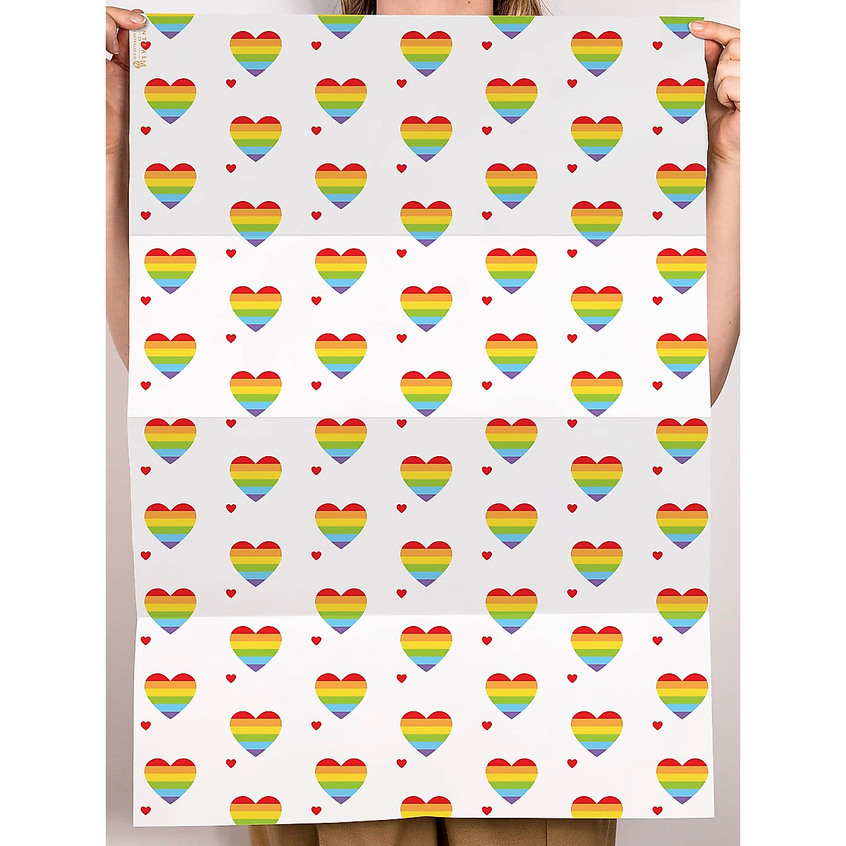 CENTRAL 23 Rainbow Wrapping Paper - 6 Sheets Colorful Gift Wrap - Heart Wrapping Paper For Women Men Gay - For Valentine Anniversary - Comes With Fun Stickers