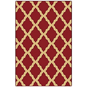Machine Washable Trellis Design Non-Slip Rubberback 3x5 Traditional Area Rug for Living Room, Bedroom, Kitchen, 3'3 x 4'11", Red