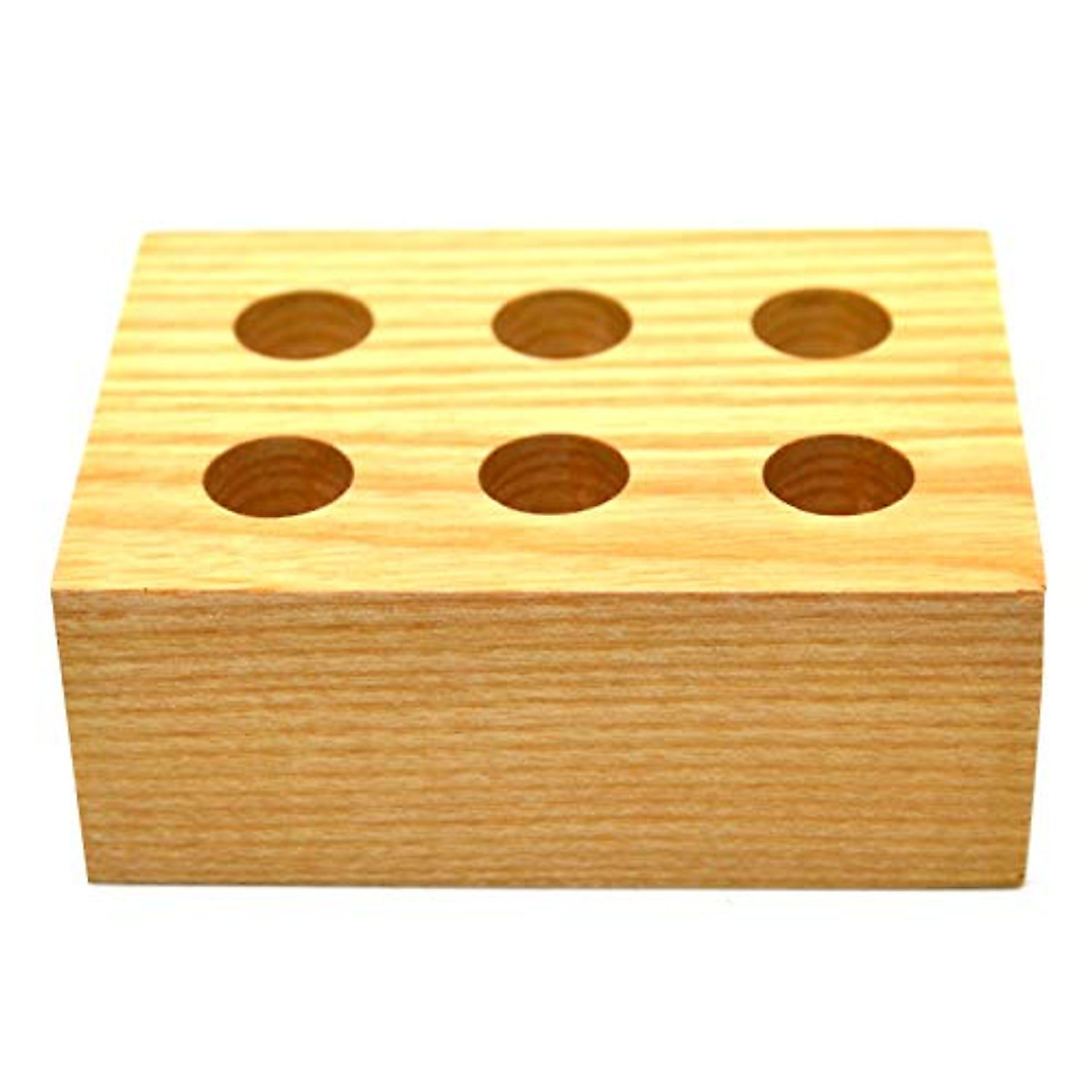 Wooden Entomology Pin Storage Block, 6 Holes for Various Pin Sizes, 3/8" Diameter Holes - Eisco Labs