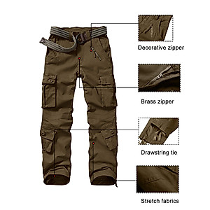 XNMAYA Cargo Pants for Women, Military Army Camo Combat Trousers,Work Camping Hiking Casual Pants with Pockets Grey US 10