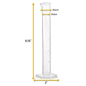 12PK Graduated Cylinders, 25mL - Class B Tolerance - Octagonal Base - Polypropylene Plastic - Industrial Quality, Autoclavable - Eisco Labs