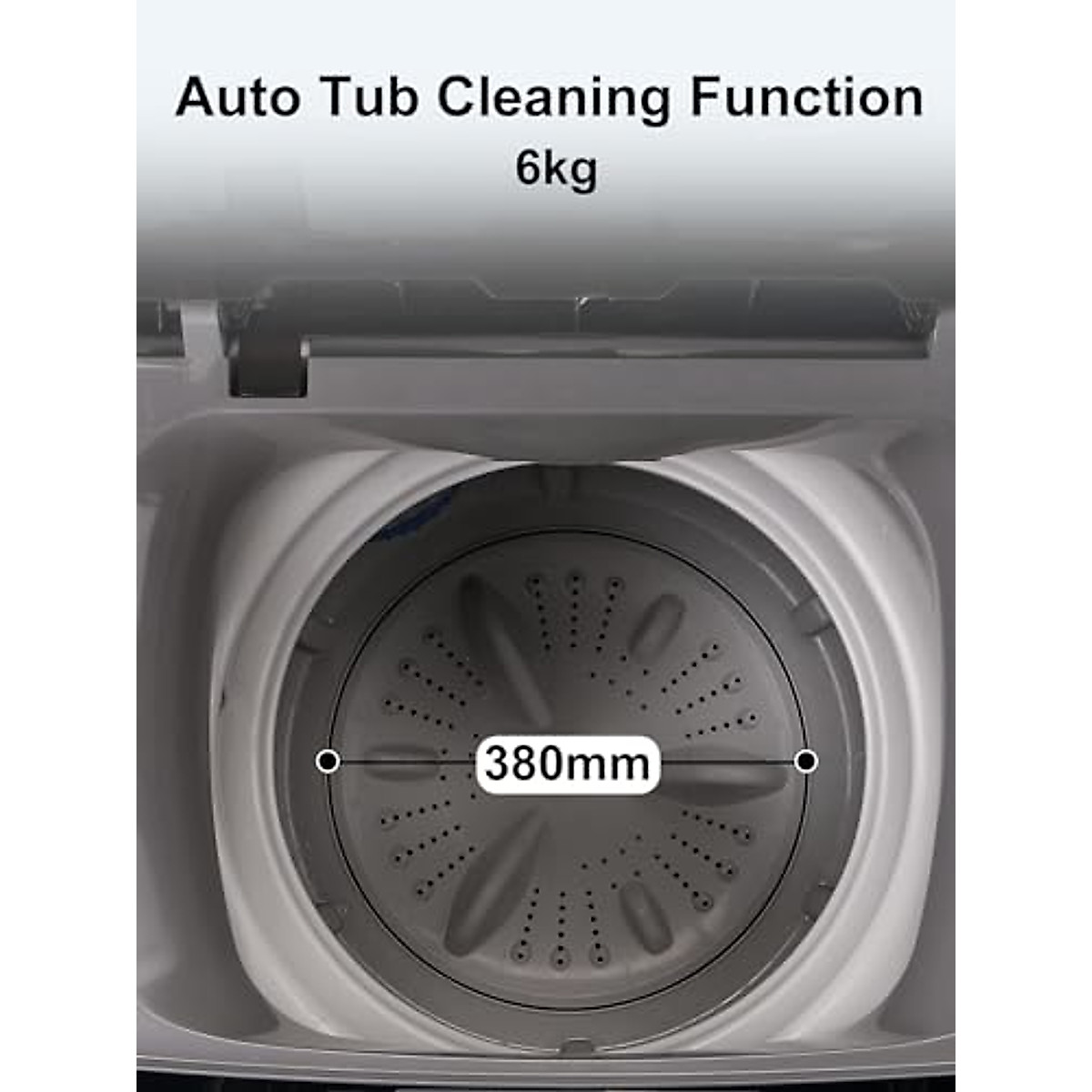 Krib Bling Full-Automatic Washing Machine with Drain Pump, 17.7 lbs Compact Washer, 10 Wash Program & 8 Water Level, Ideal for Apartment, Dorm, RV Grey