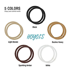 HOYOLS Blonde Ponytail Holders, No Metal Elastic Hair Ties, Braided Hair Bands Scrunchies for Girl Women Medium Hair 50 Count 4mm (Light Blonde)