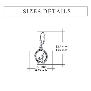 YFN Viking Wolf Dangle Drop Earrings Sterling Silver Norse Celtic Wolf Moon Earrings for Women (Wolf Earrings)