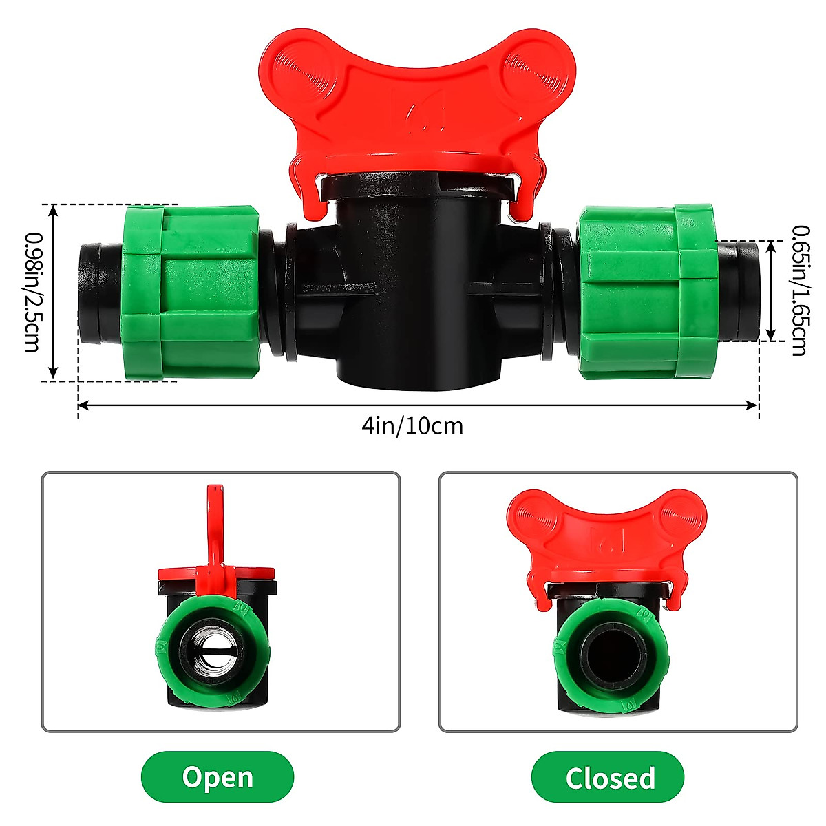 Drip Irrigation Shut off Valve 1/2 Inch Universal Drip Irrigation Tubing Coupling Valve Connector Locking Fitting Compatible with 16 to 17 mm Drip Tape Tubing Sprinkler System (12 Pieces)