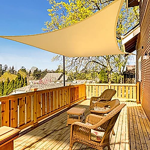 MR. COVER Sun Shade Sail 10 x 13 ft Rectangle for Patio Garden Backyard Outdoor Facility, Rip-Resistant & UV-Block, Double Stitched, Sand Color