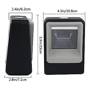 Handsfree 2D 1D Barcode Scanner,Alacrity QR Omnidirectional Desktop Bar Code Reader Scanner, Capture Barcodes from Mobile Phone Screen, Black