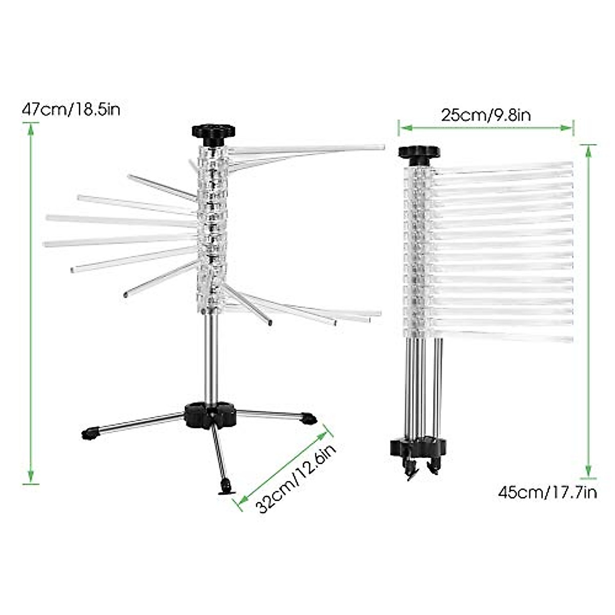 Pasta Drying Rack, Folding Spaghetti Dryer Stand Collapsible Noodle Hanging Holder with 16 Bar for Home Household Kitchen Homemade Noodles