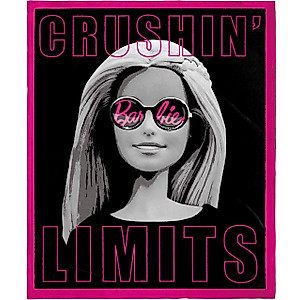 INTIMO Barbie Crushin' Limits Super Soft and Cuddly Plush Fleece Throw Blanket 50" x 60" (127cm x152cm)